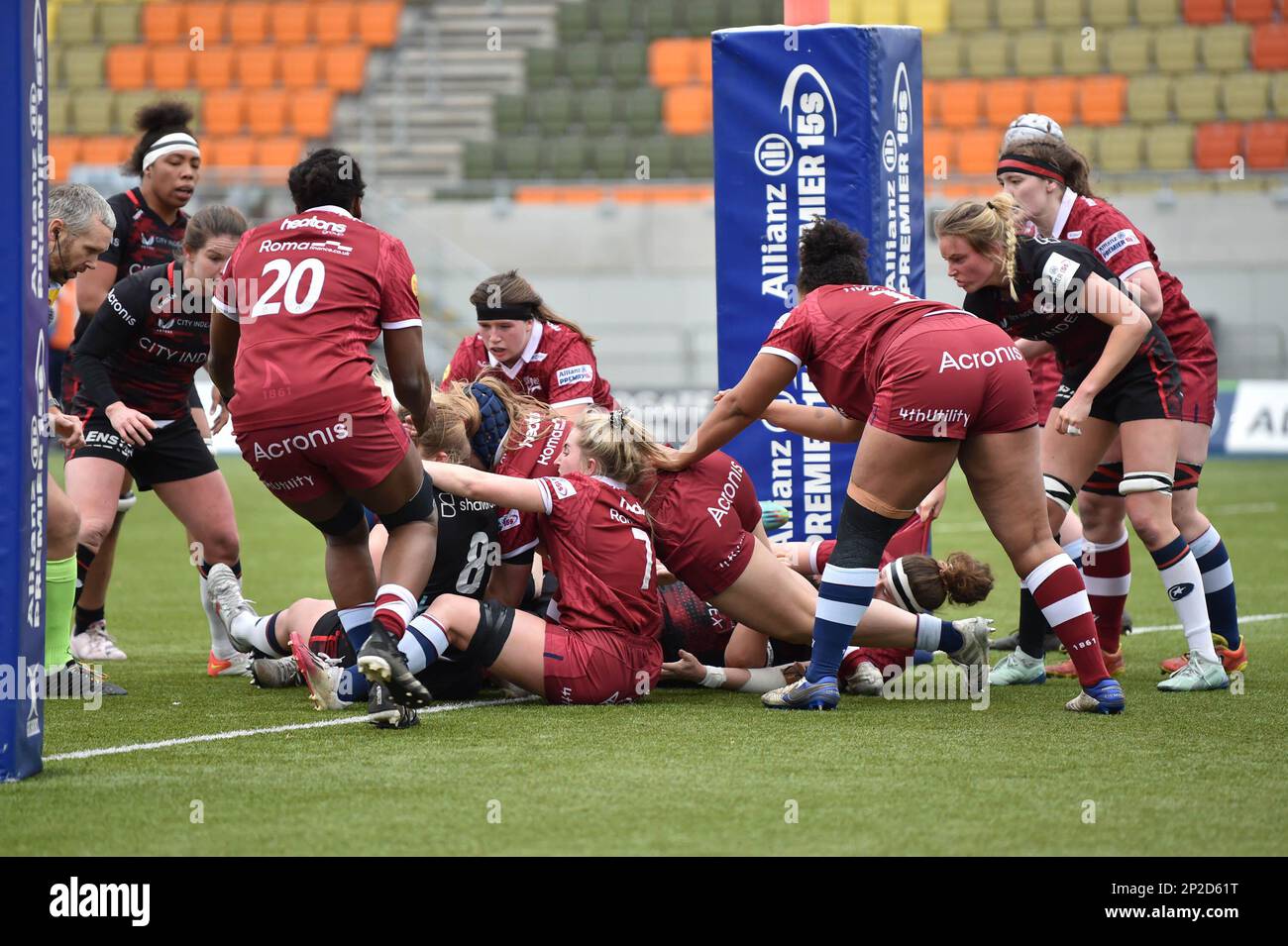 London, UK. 04th Mar, 2023. Poppy Cleall of Saracens Women scores for ...