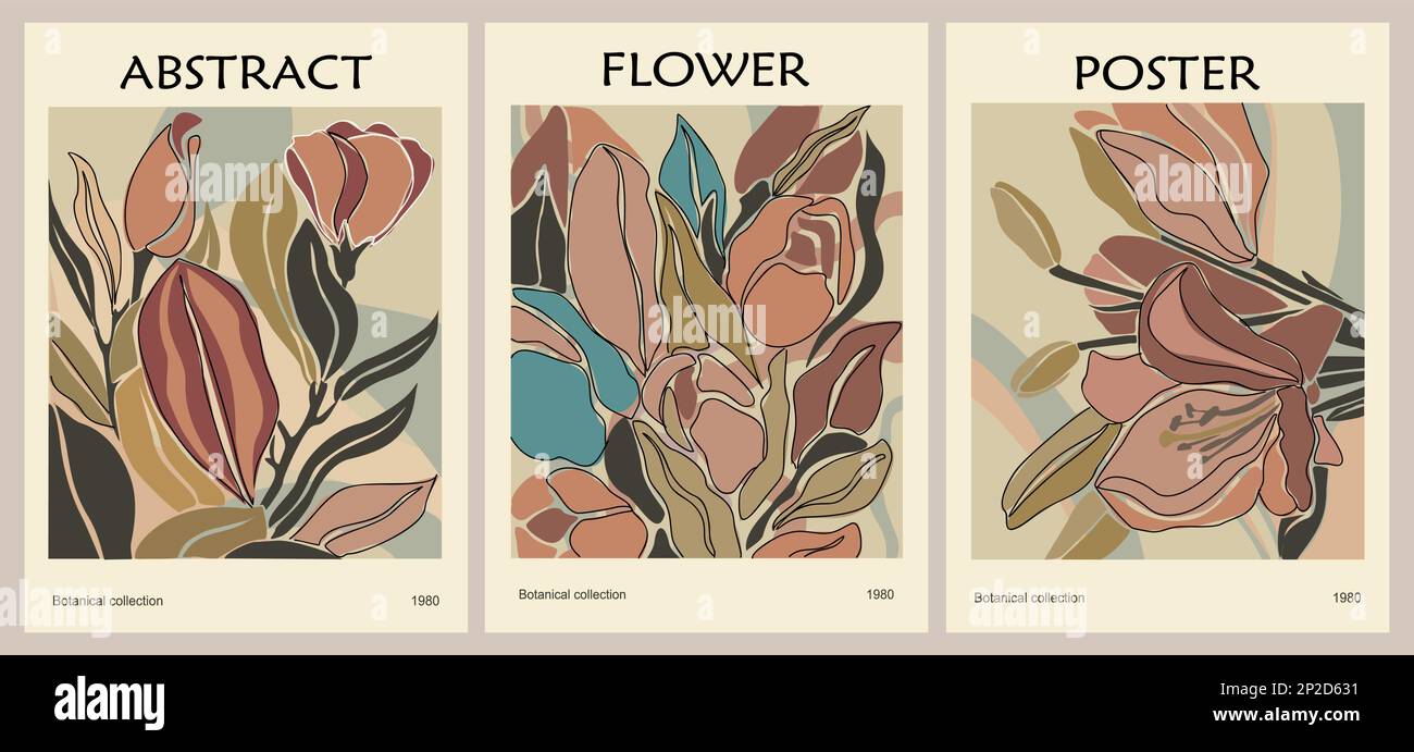 Set of abstract flower market posters vector art Stock Vector Image ...