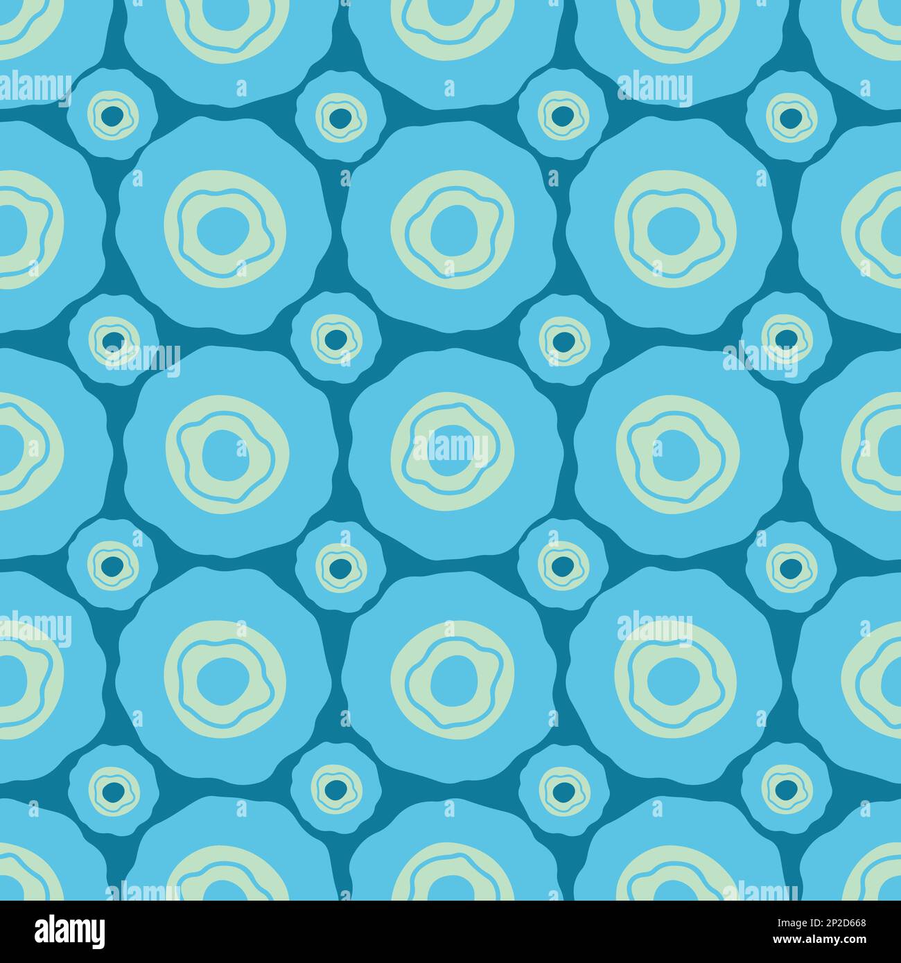 Stylised blue floral seamless pattern. Hand drawn repeated pattern ...
