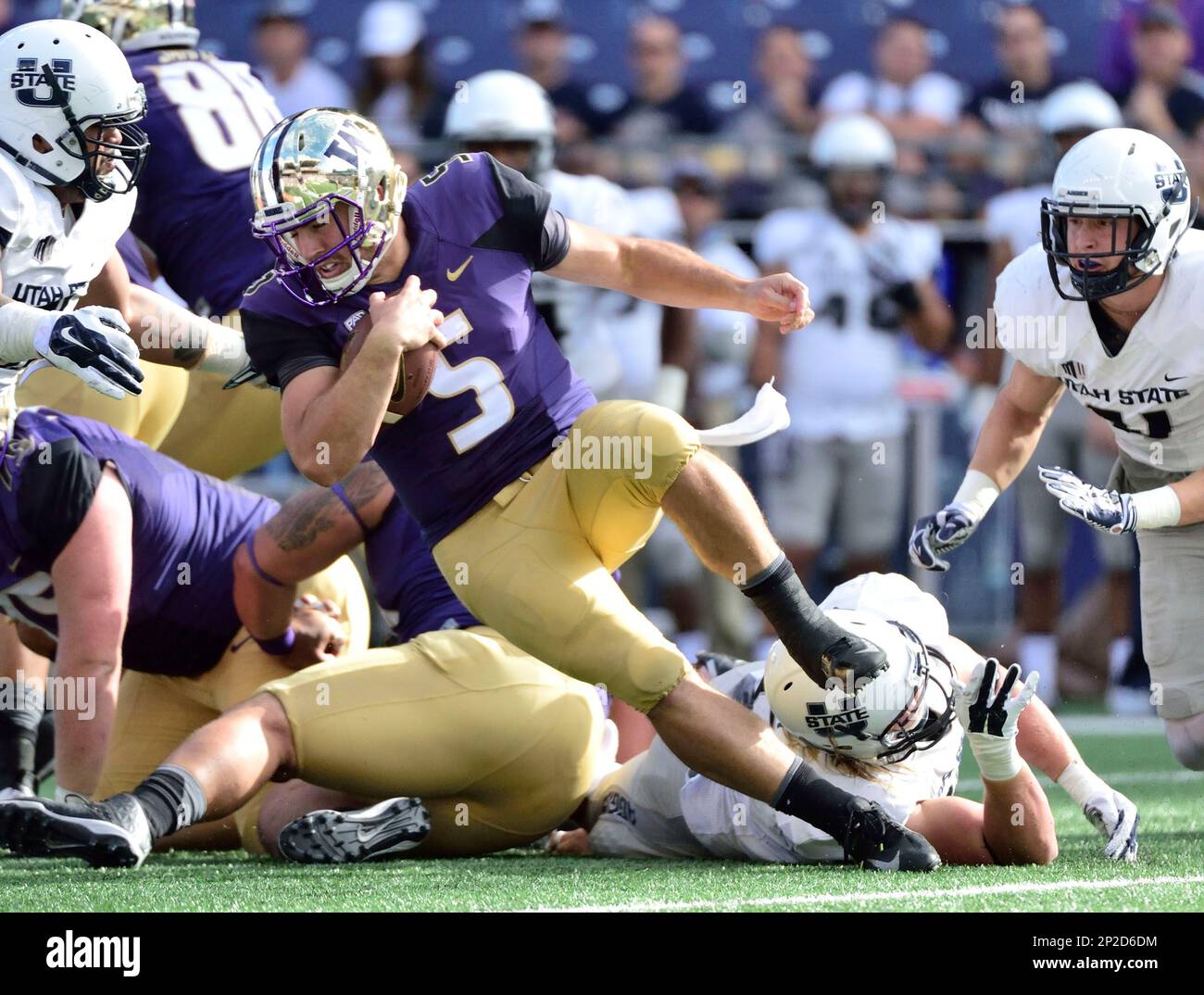 September 19, 2015..Washington Huskies quarterback Jeff Lindquist #5 in ...