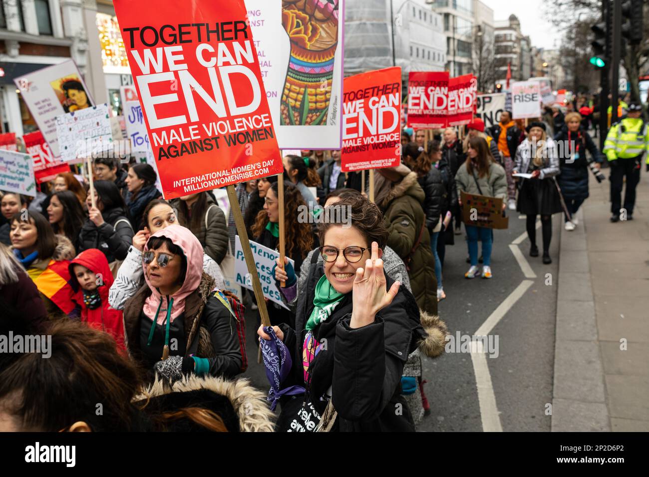 London, UK. 4 February 2023. Million Women Rise march to end men ...
