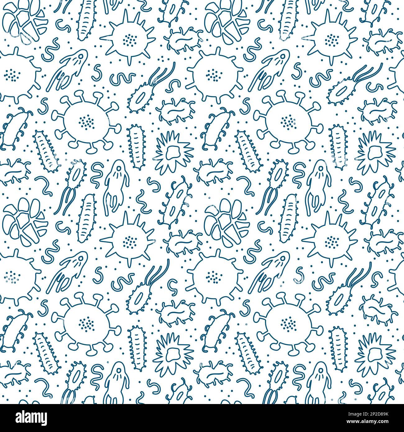 Bacteria and germs outline pattern. Repeated microorganisms isolated on ...