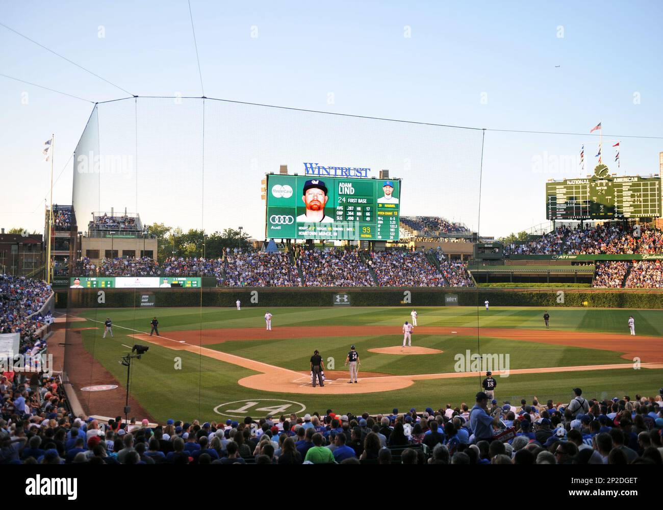 New (left field) and old scoreboards at Wrigley Field - home of the ...