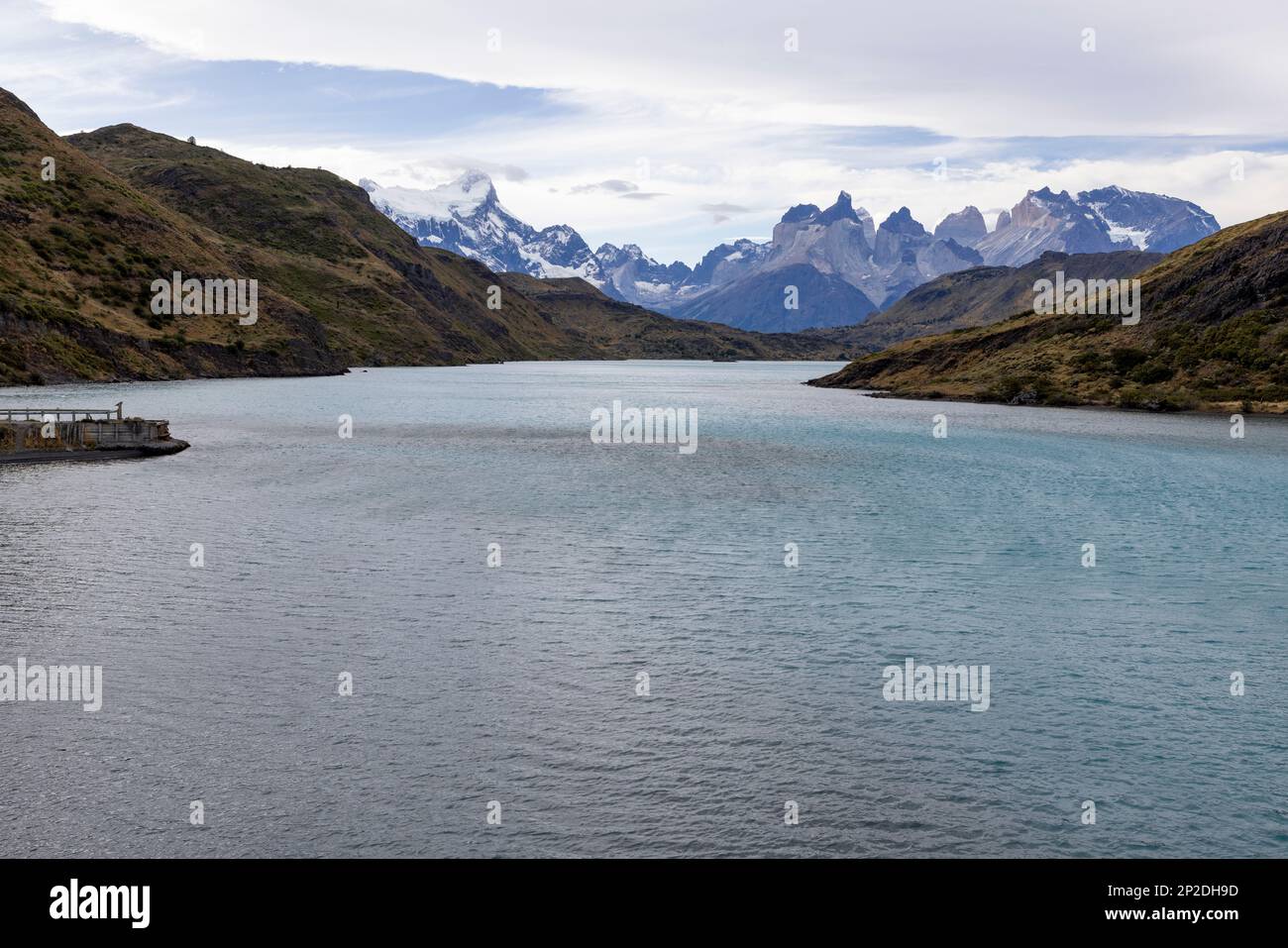 Impressive mountains and a lake with turquoise water at Torres del ...