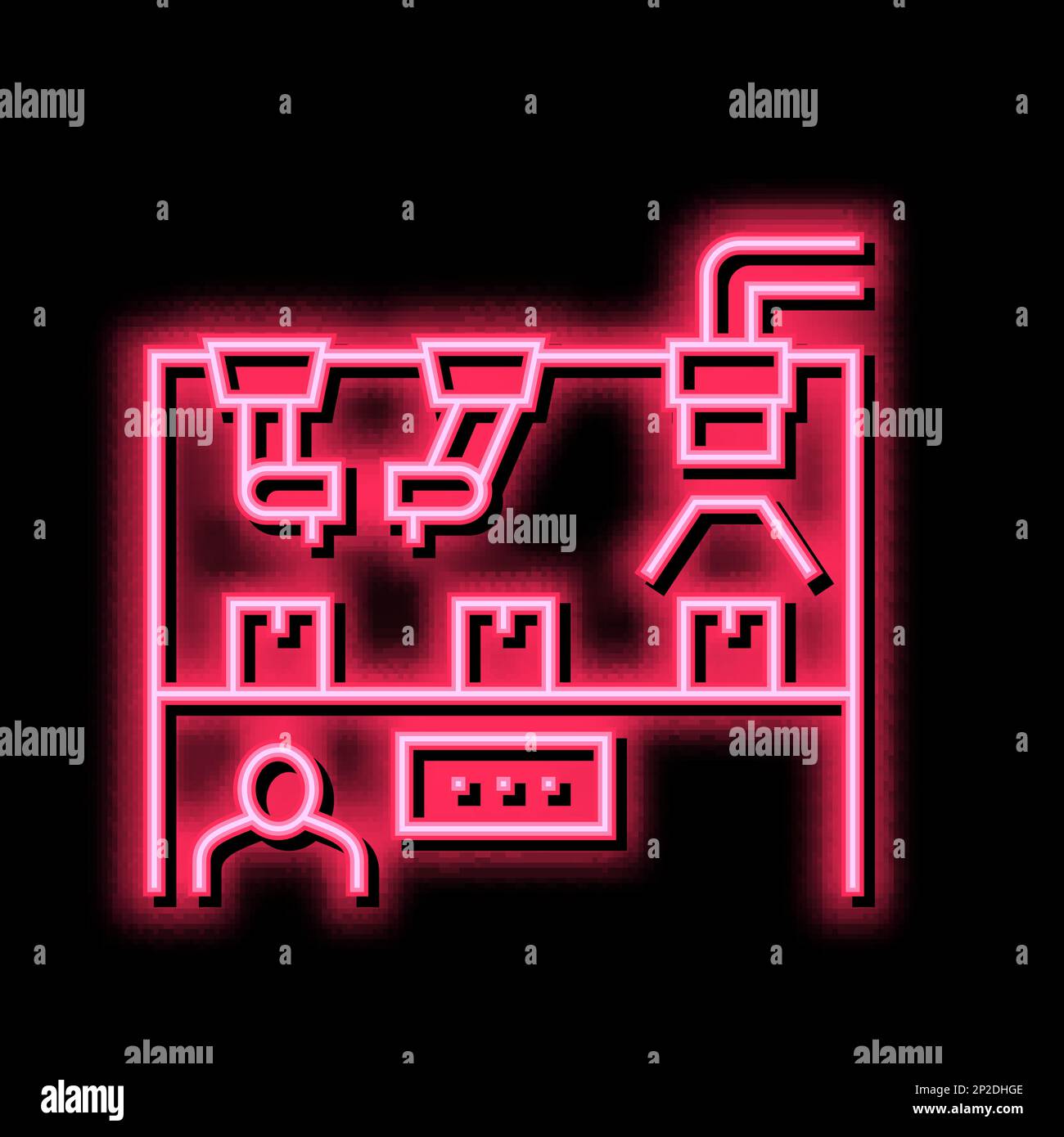 quality control machine neon glow icon illustration Stock Vector Image ...