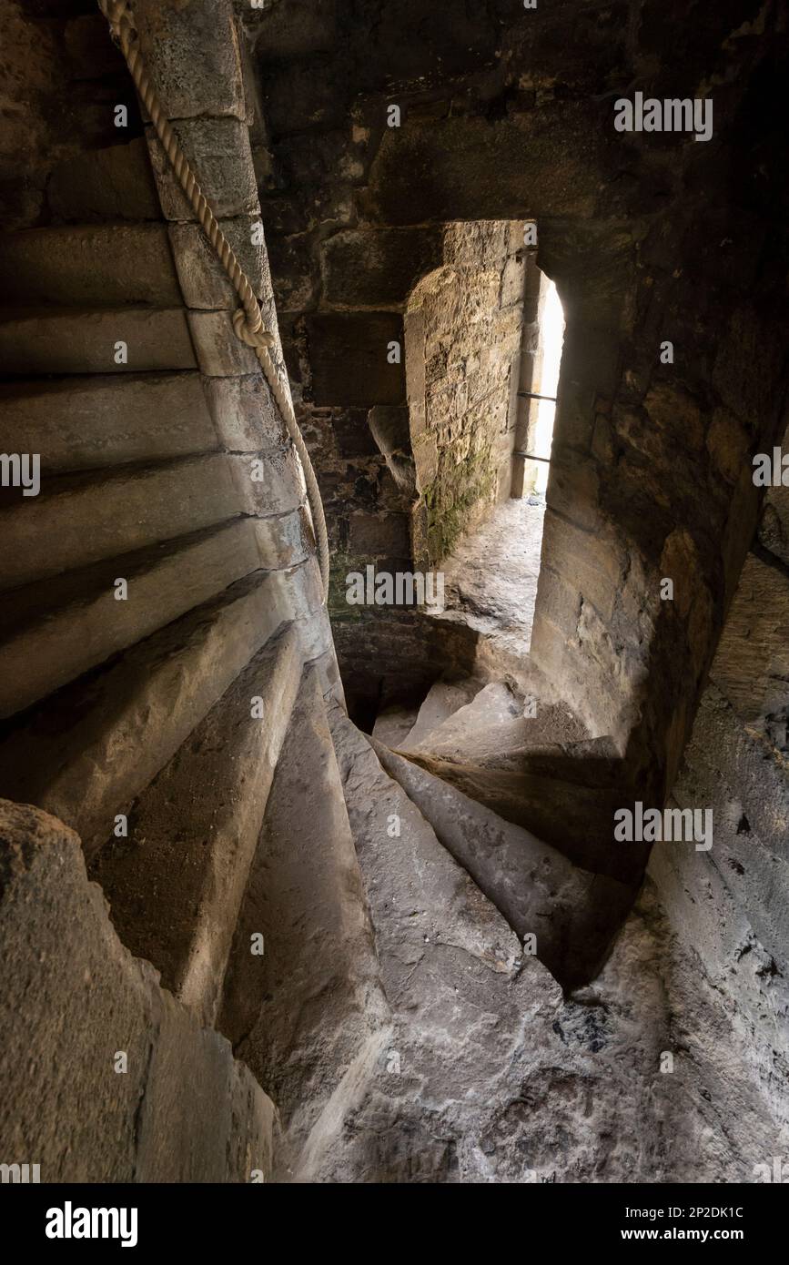 Spiral staircase inside Beaumaris Castle, Anglesey, North Wales Stock ...
