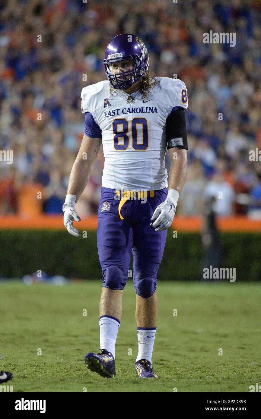 East Carolina tight end Bryce Williams (80) lines up for a play during ...