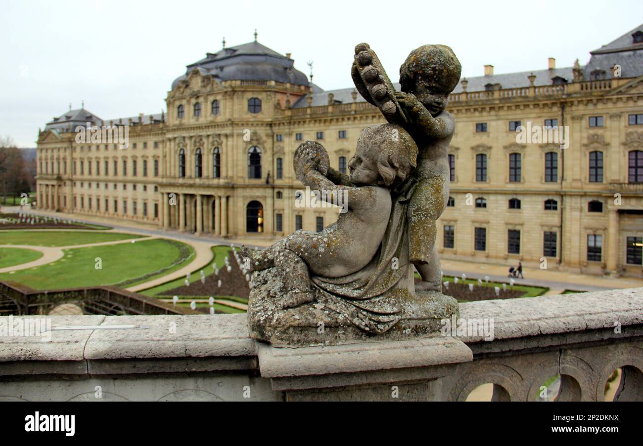 Sculptures of putti in the Court Gardens of the Residenz, 18th-century ...