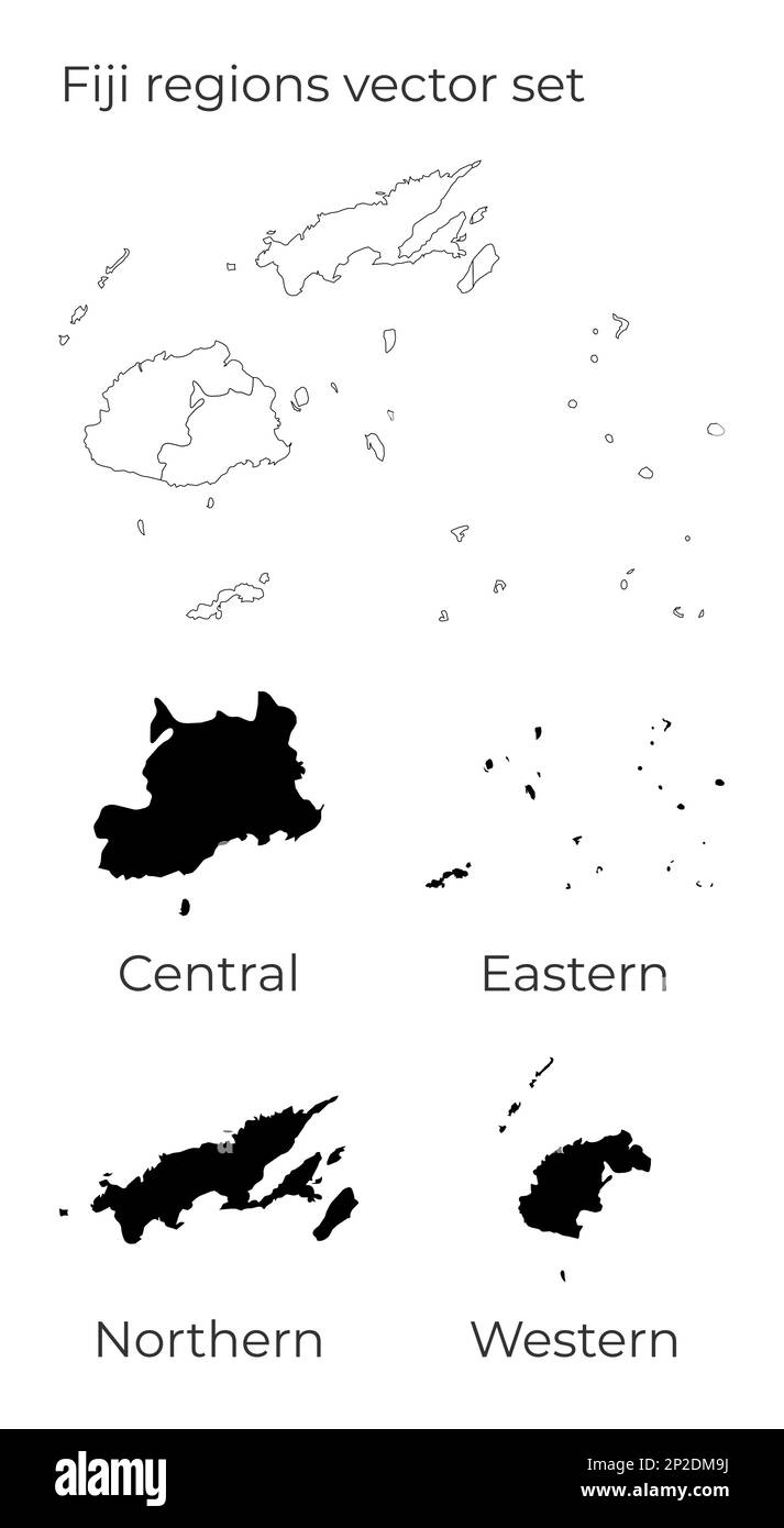 Fiji map with shapes of regions. Blank vector map of the Country with ...