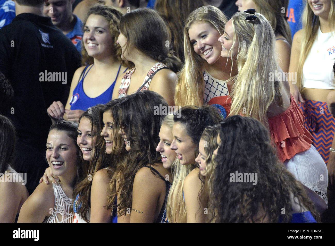 Florida fans pose for a photo in the stands during the second half of ...