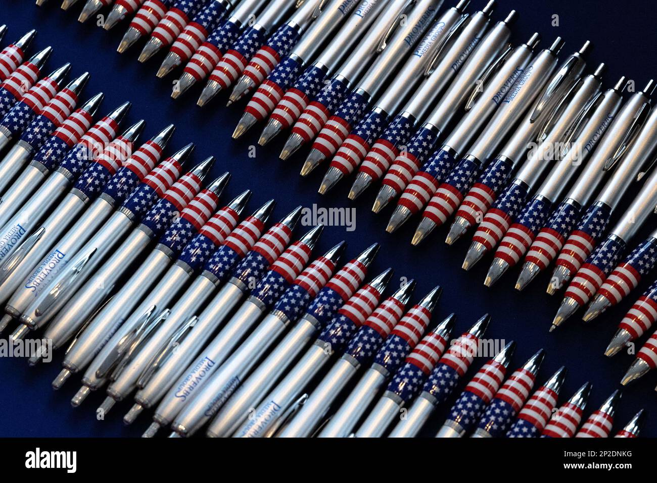 Oxon Hill, United States. 04th Mar, 2023. American flag pens at the ...