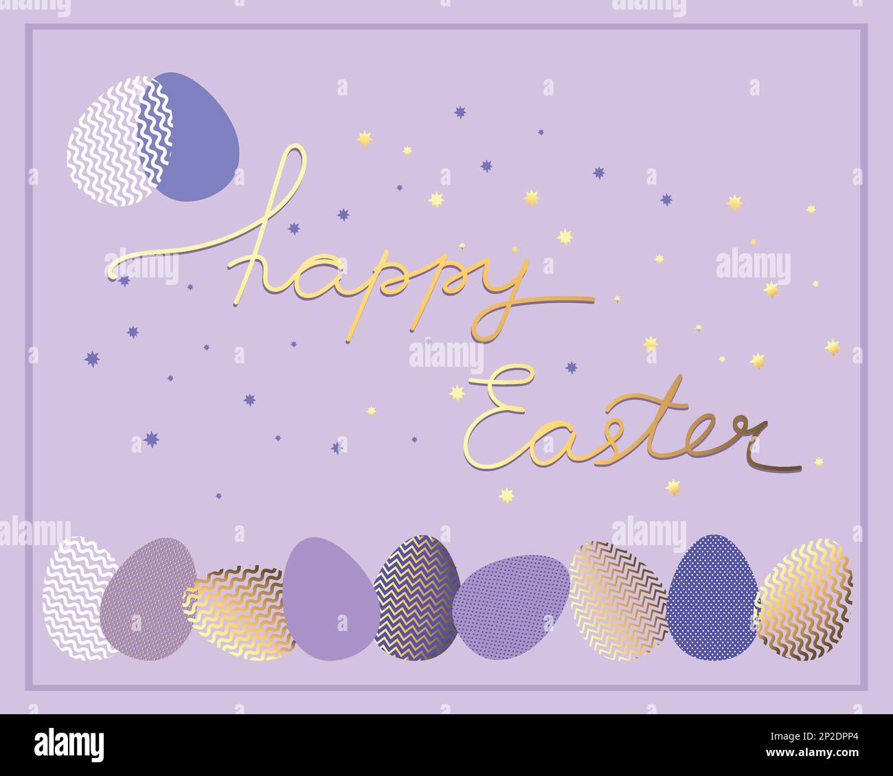Happy Easter greeting banner with fancy eggs and handwriting. Cute ...