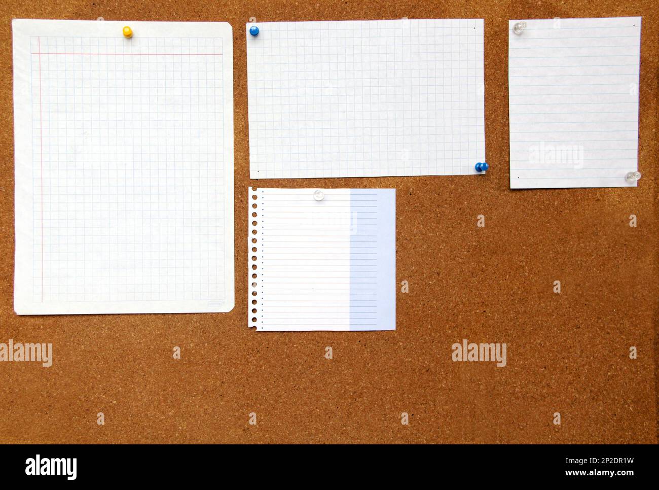 White notes for important messages, motivation and reminder on cork ...