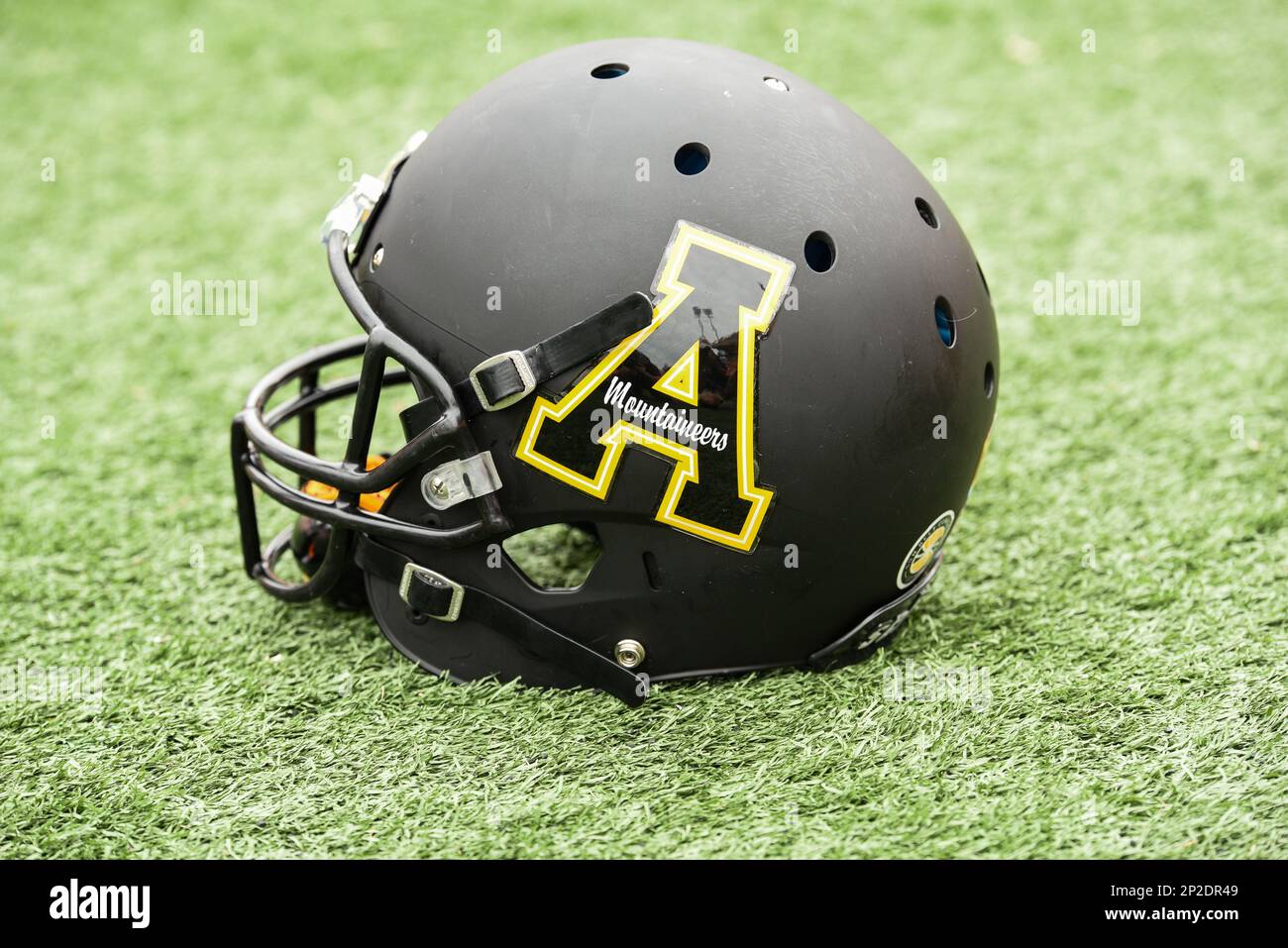 September 12, 2015: Appalachian State’s football helmet during pre-game ...