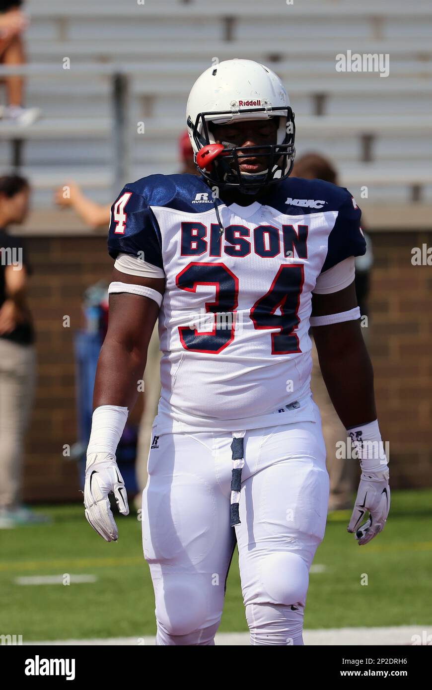 September 12, 2015: Howard University fullback Casey Branton (34) warms ...