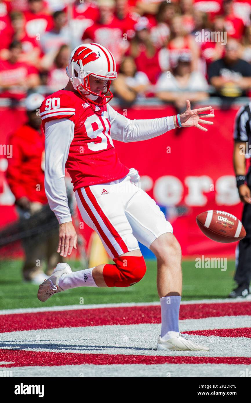 September 12, 2015: Wisconsin Badgers punter Drew Meyer (90) punts the ...