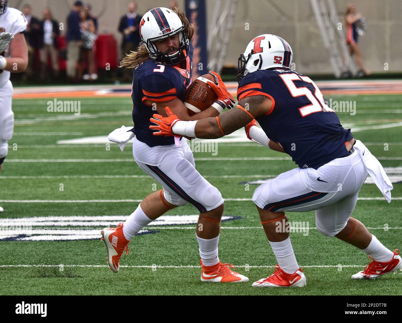 September 12, 2015: Illinois strong safety Taylor Barton (3) runs back ...