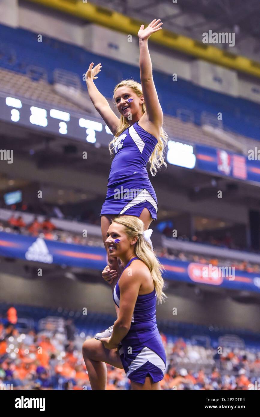 September 12, 2015: Kansas State Wildcats cheerleaders perform in front ...