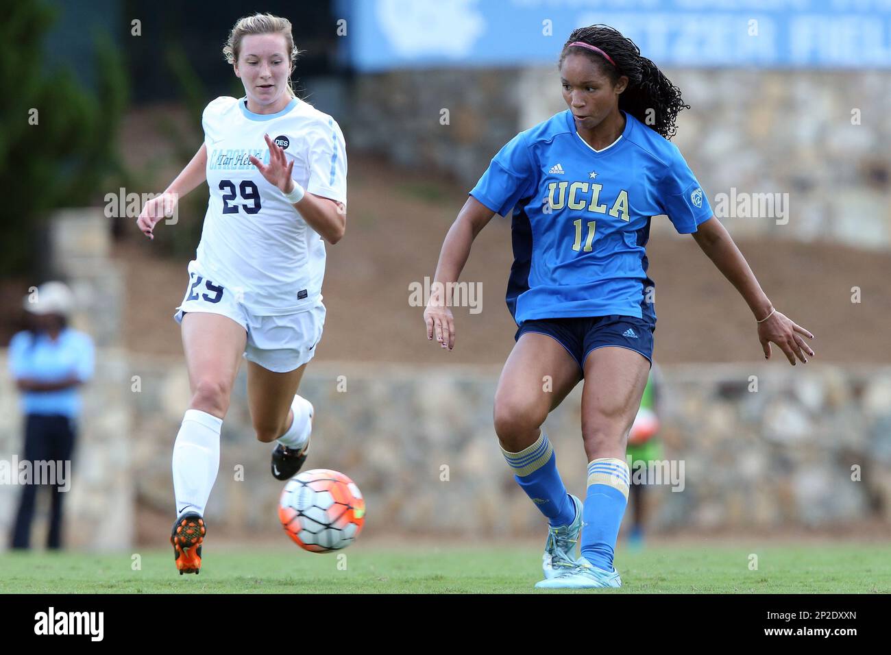 13 September 2015: UCLA's Darian Jenkins (11) and North Carolina's ...