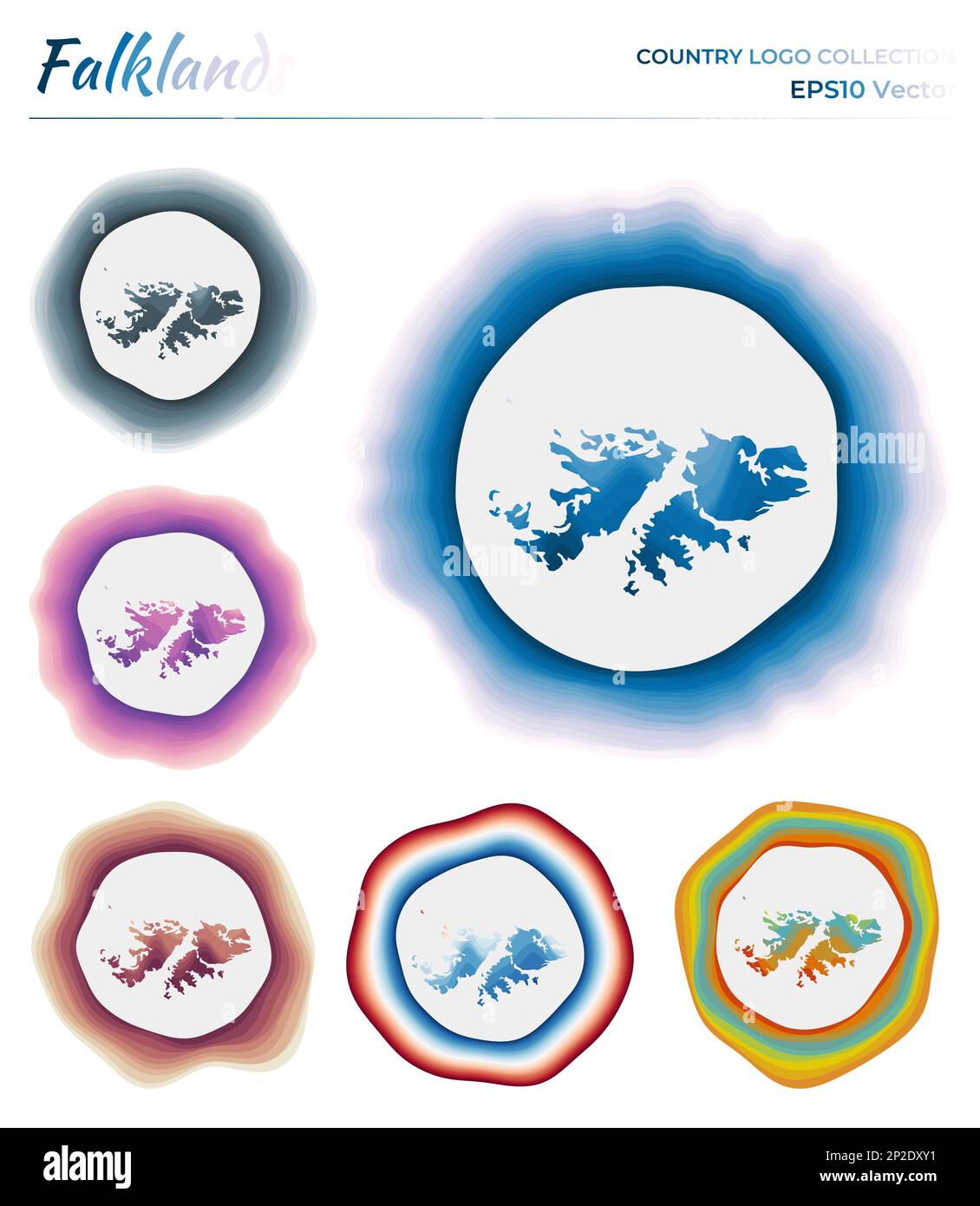 Falklands logo collection. Colorful badge of the country. Layers around ...