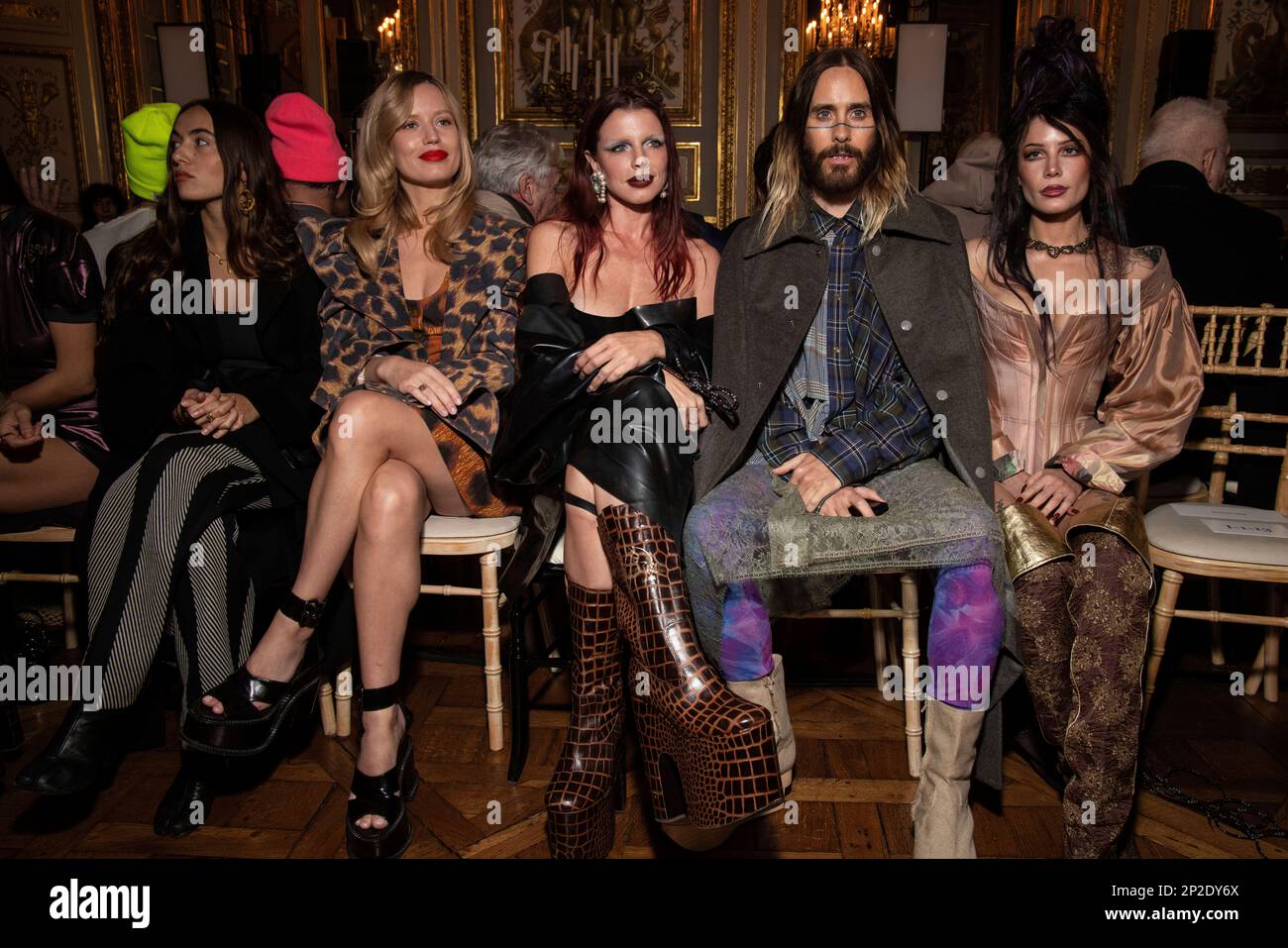 Georgia May Jagger, from left, Julia Fox, Jared Leto and Halsey pose ...