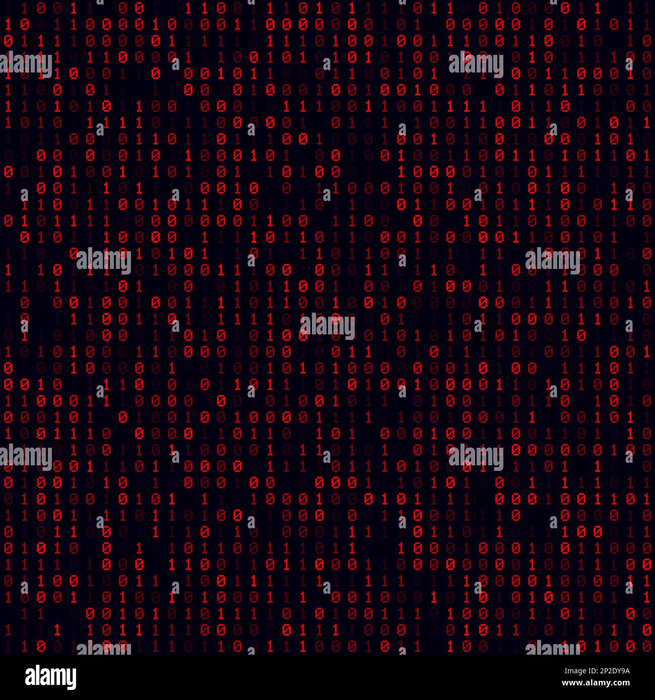 Abstract Matrix background. Red filled binary background. Medium sized seamless pattern. Elegant ...