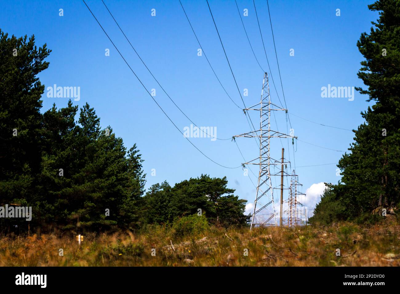 High voltage power lines and high voltage electric transmission going ...