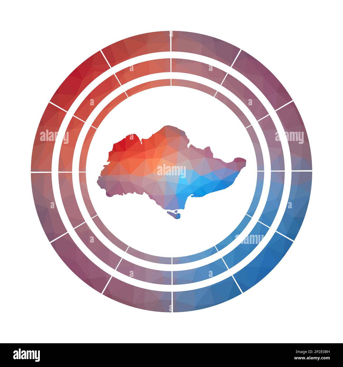 Sentosa badge. Bright gradient logo of island in low poly style ...