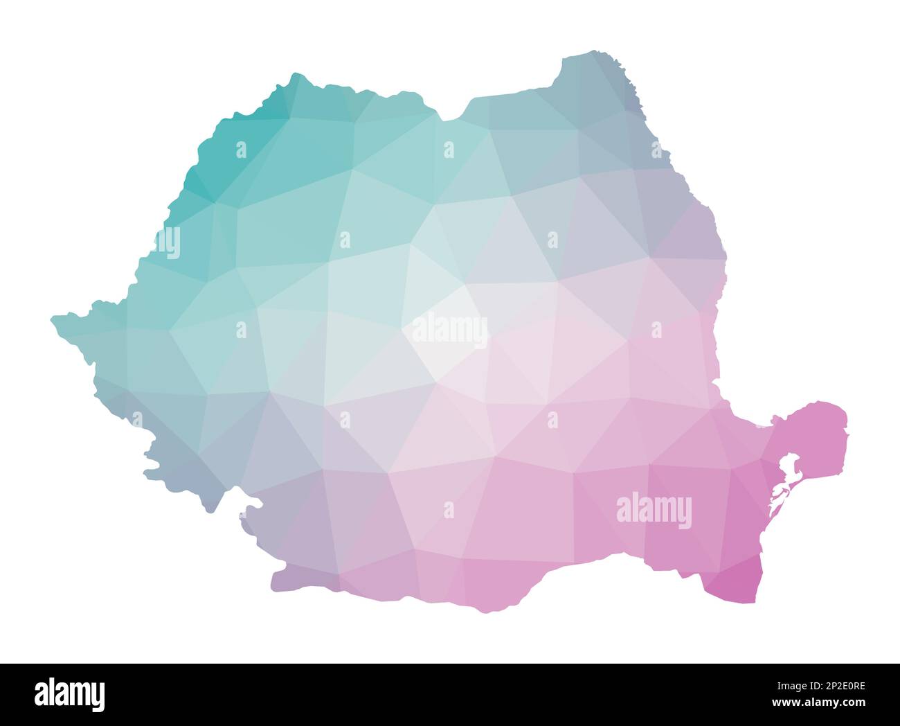 Polygonal map of Romania. Geometric illustration of the country in ...