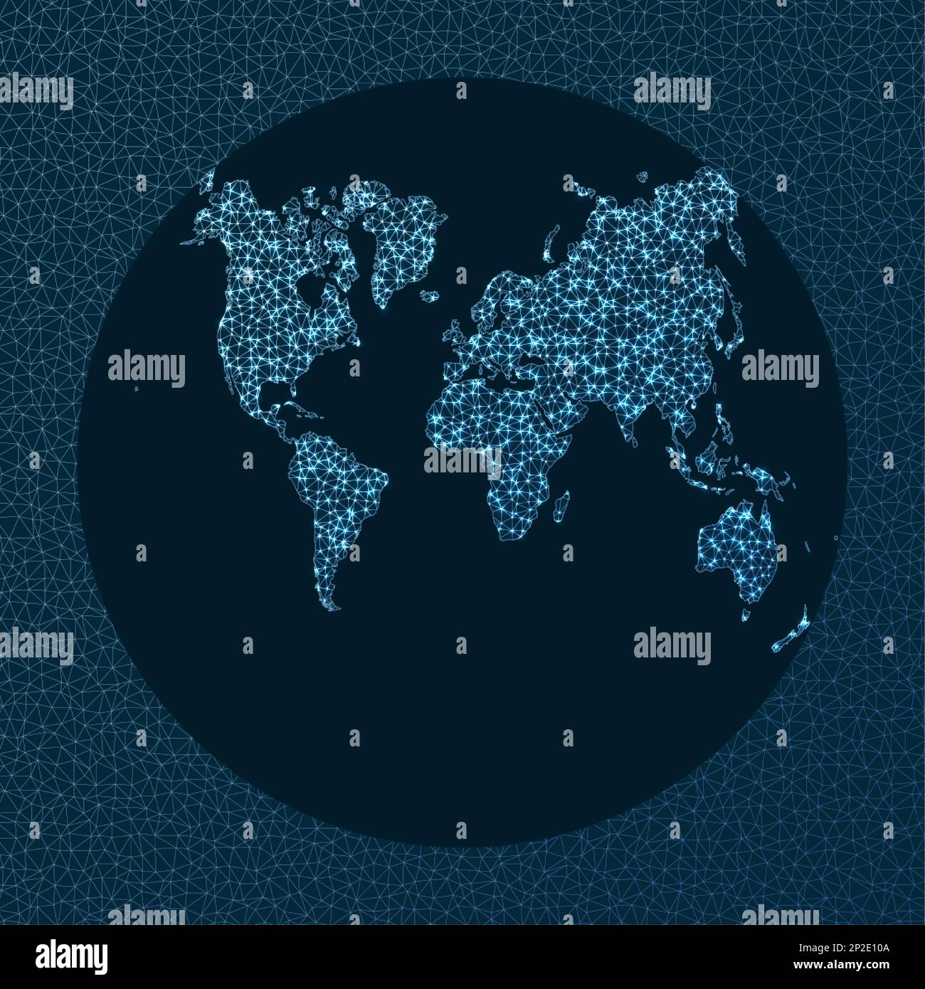 World map connection. Van Der Grinten 2 projection. World Network ...