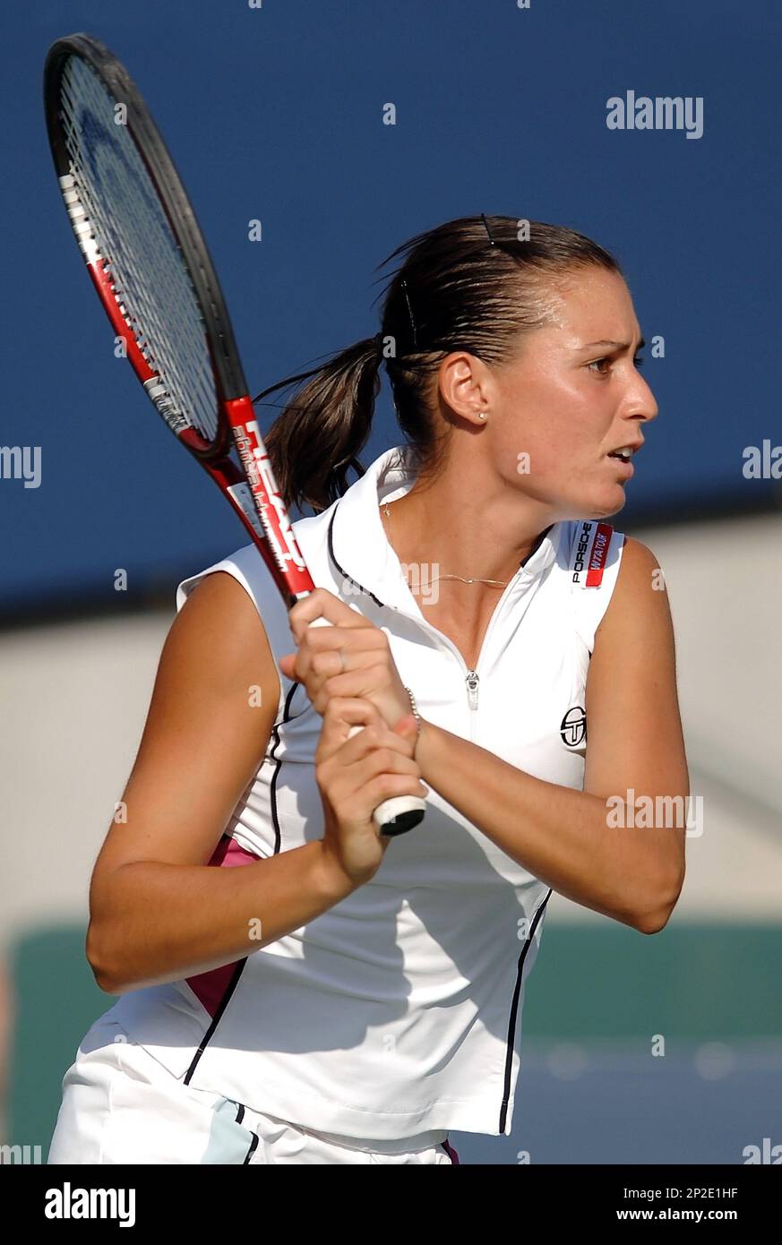14 Aug, 2005: Flavia Pennetta (ITA) who is teamed with Elena Dementieva ...