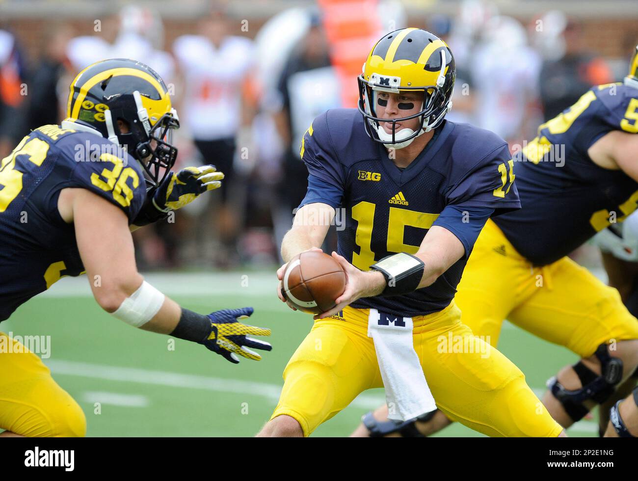 September 12, 2015: Michigan quarterback Jake Rudock hands the ball off ...
