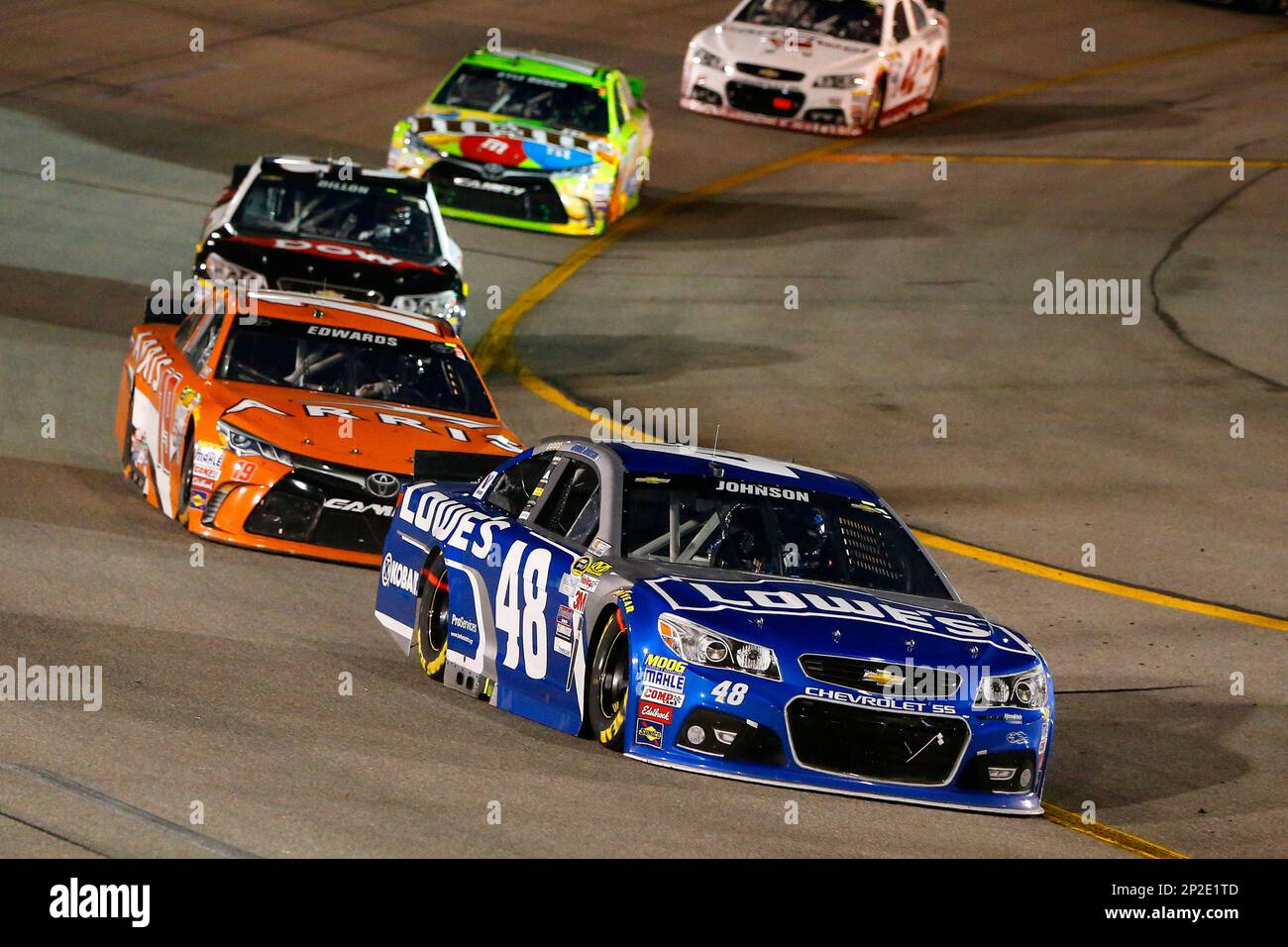 Jimmie Johnson (48) and Carl Edwards (19) during the NASCAR Federated ...