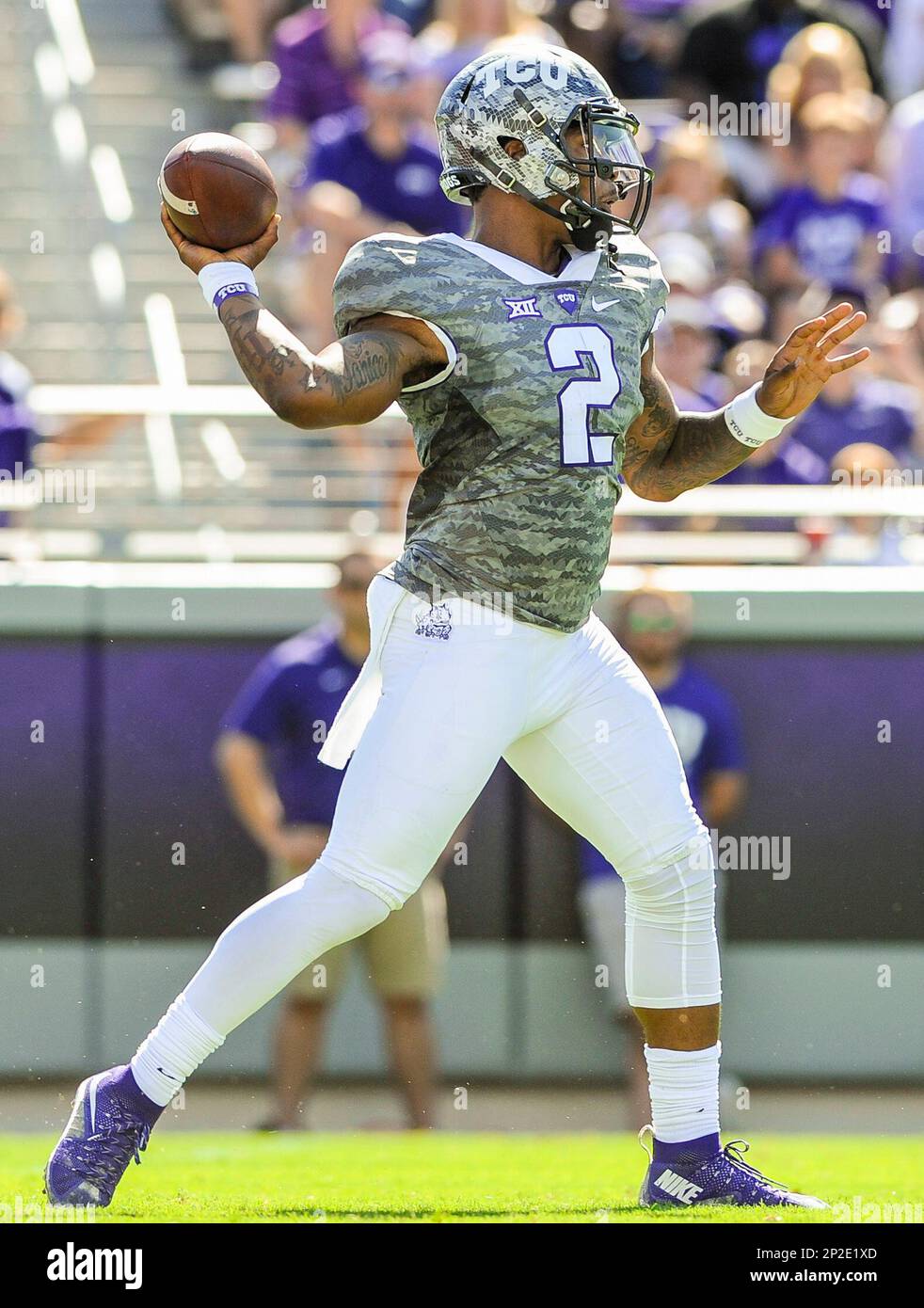 TCU quarterback Trevone Boykin (2) looks to throw a pass during an NCAA ...