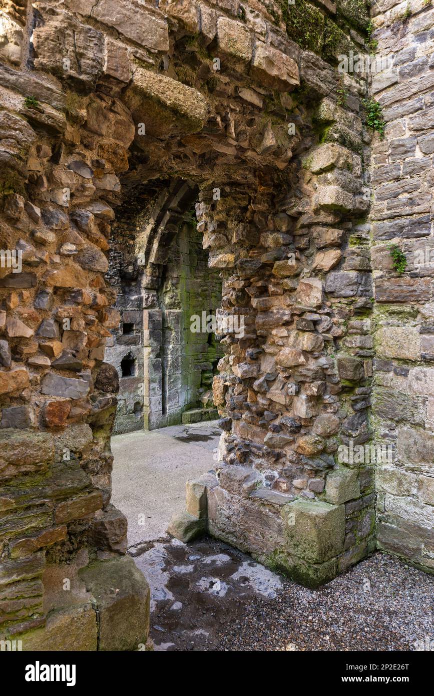 Inside the ruins of Beaumaris Castle, Anglesey, North Wales Stock Photo ...