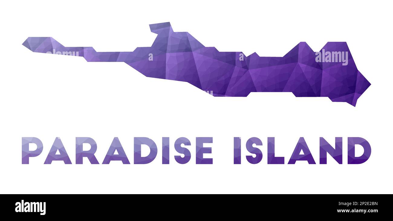 Map of Paradise Island. Low poly illustration of the island. Purple ...