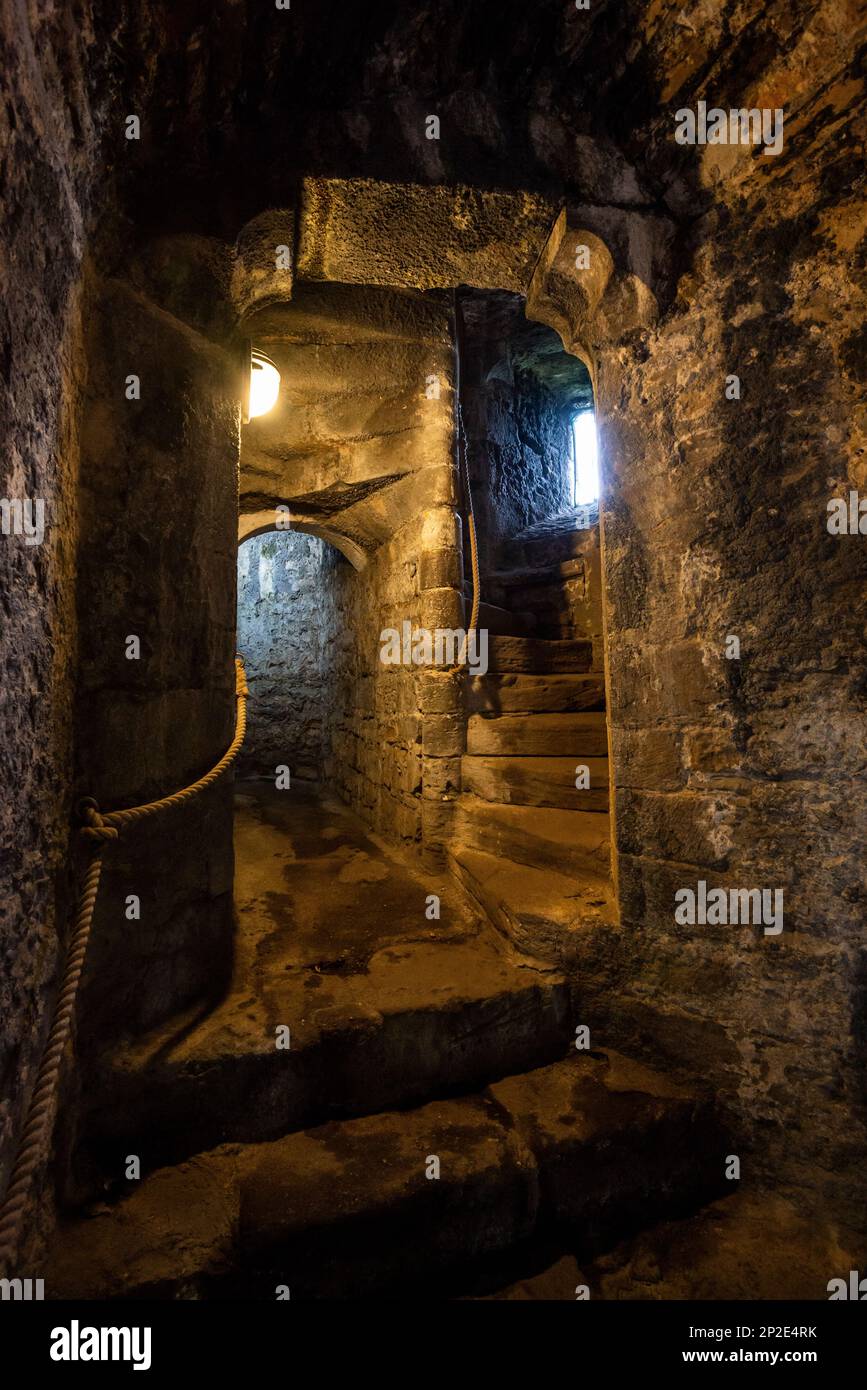 Stone steps inside Beaumaris Castle, Anglesey, North Wales Stock Photo ...