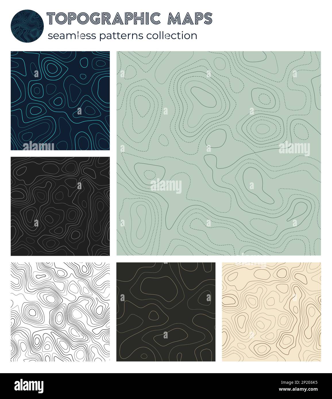 Topographic maps. Astonishing isoline patterns, seamless design ...