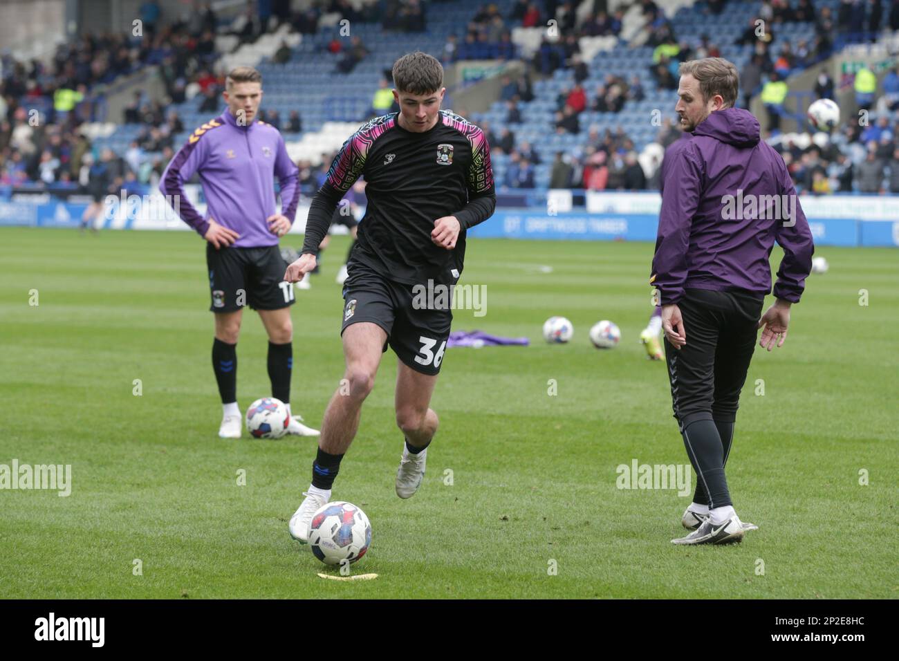 Coventry City's Ryan Howley (centre) warming-up with team-mates before ...