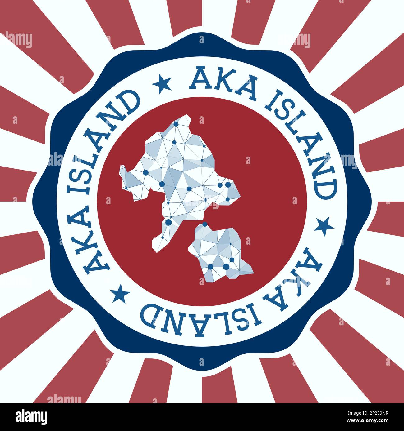 Aka Island Badge. Round logo of island with triangular mesh map and ...