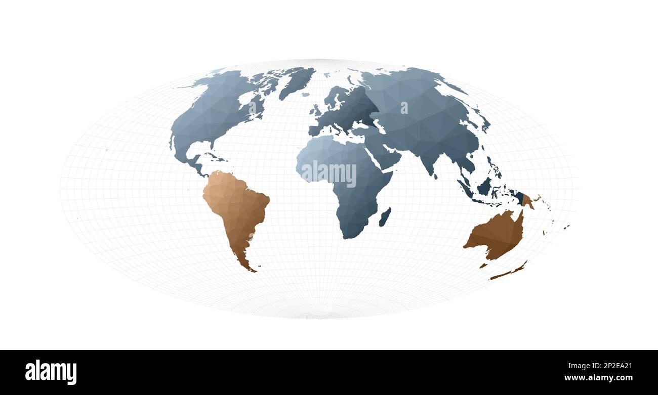 World map continents. Aitoff projection. Extra vector illustration ...