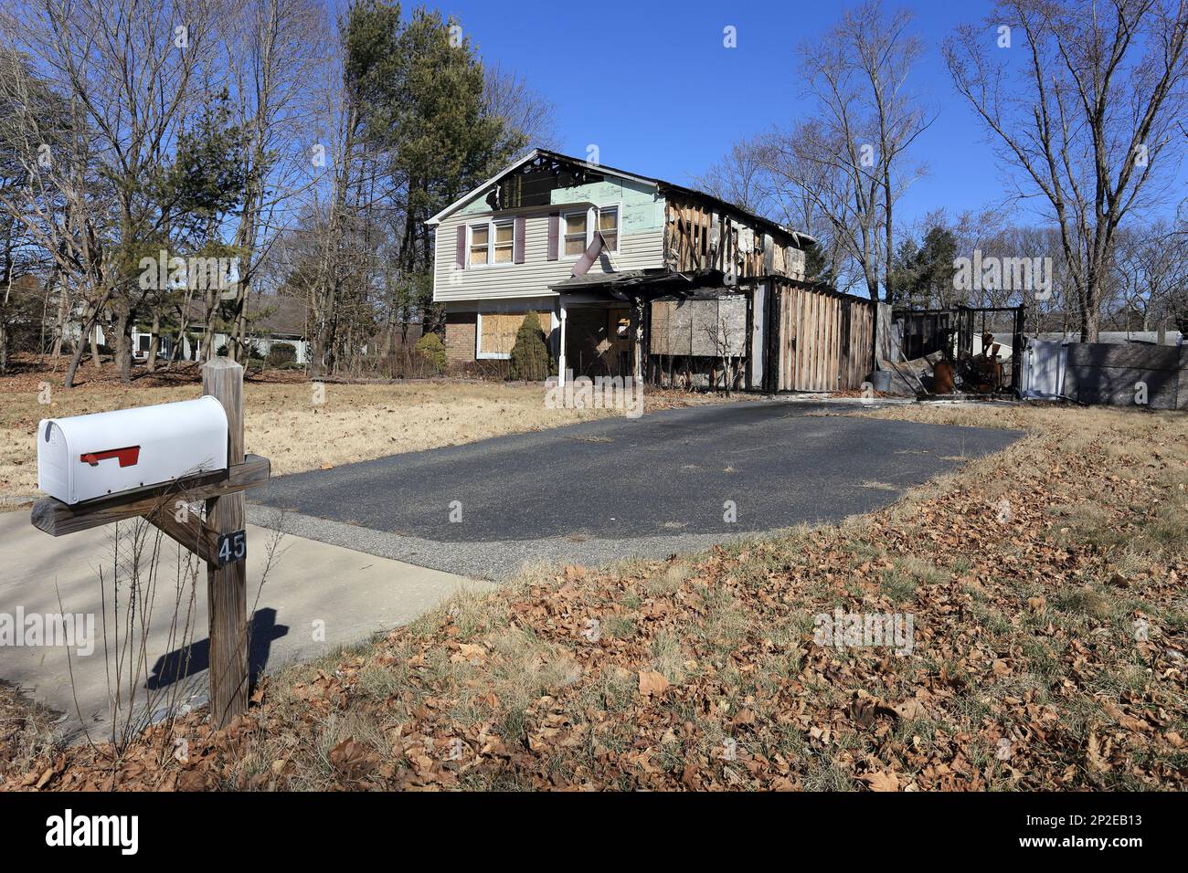 Burned down house Long Island New York Stock Photo - Alamy
