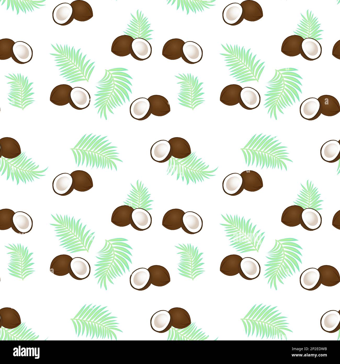 Seamless vector pattern with coconuts and palm leaves. Drawing for printing on fabric Stock ...