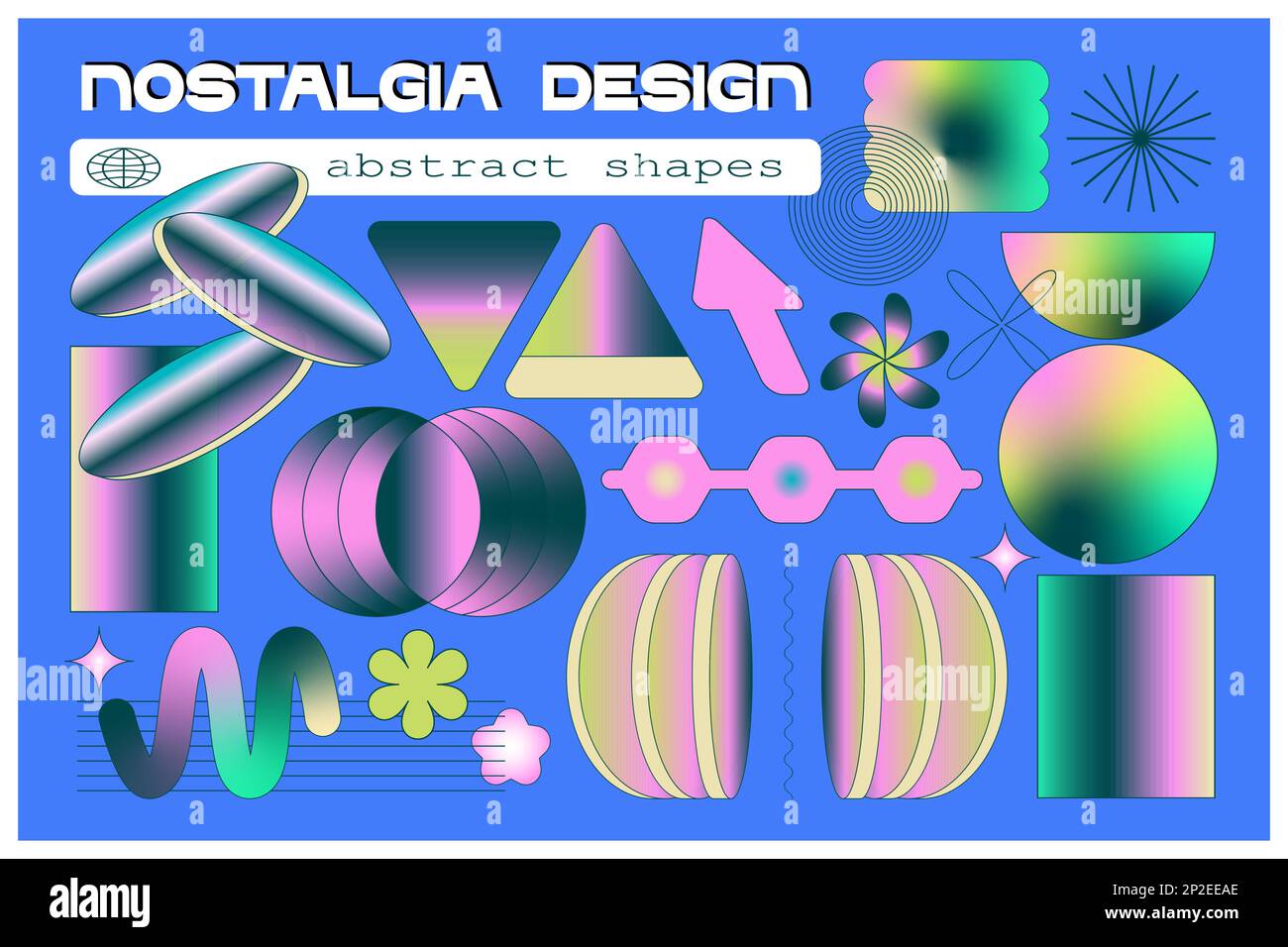 Set of abstract shapes. Retro elements for web, vintage, advertisement ...