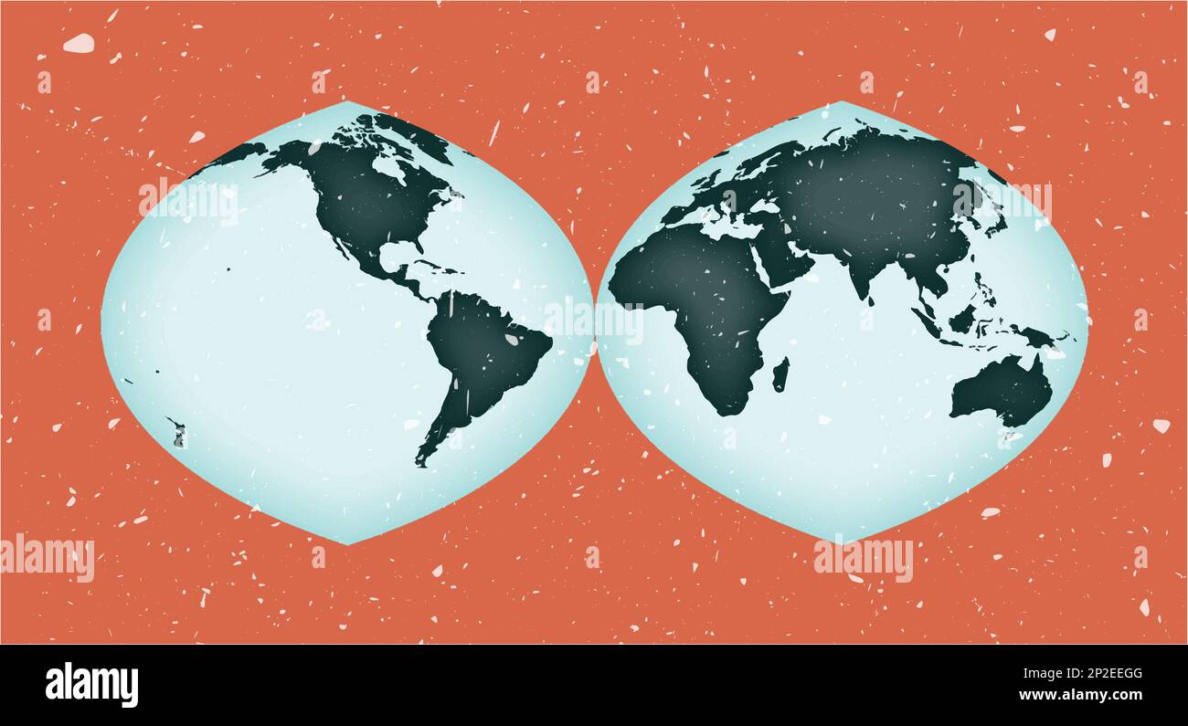 World Map Poster. Quartic authalic projection interrupted into two ...
