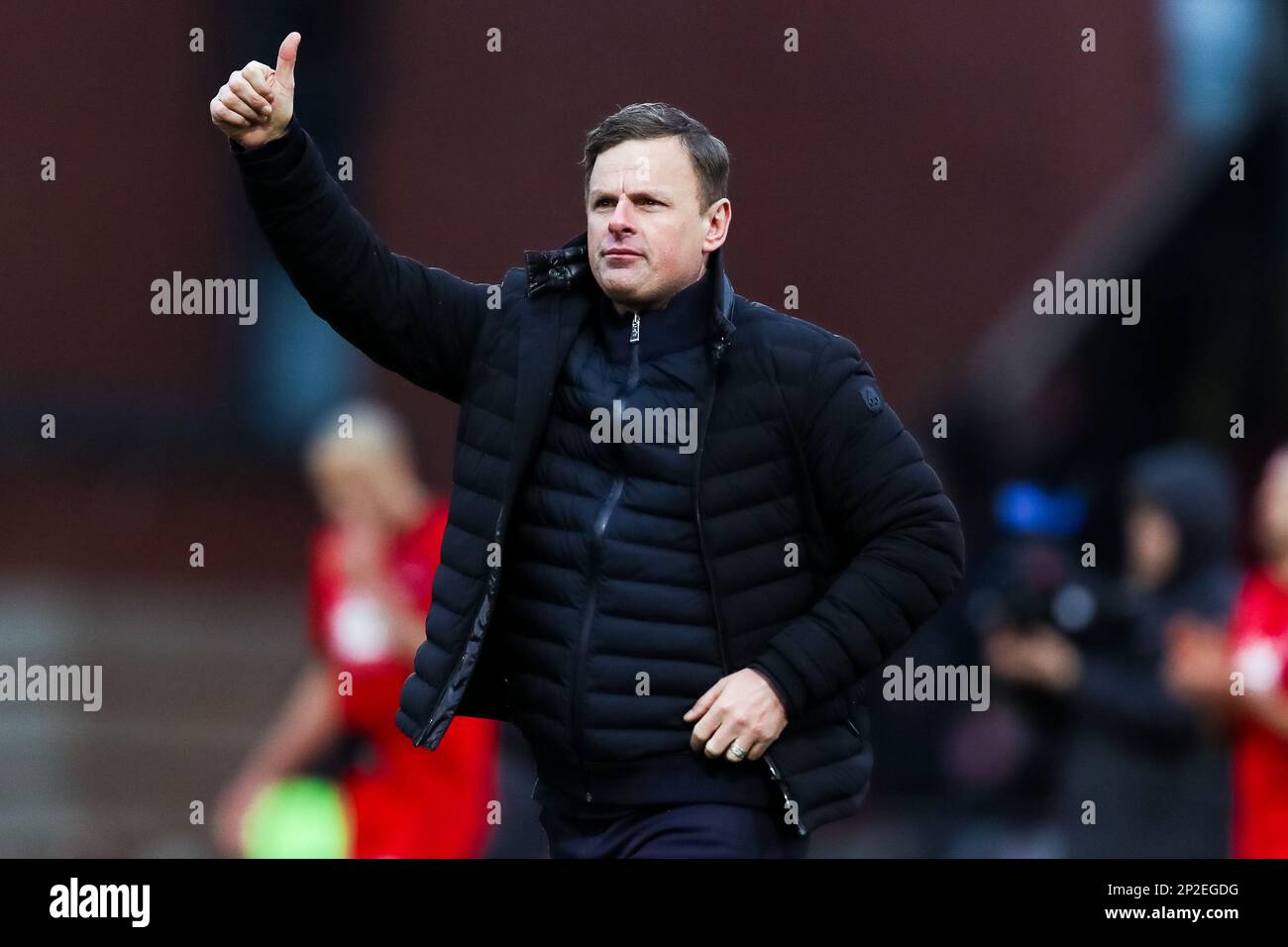 Leyton Orient Manager Richie Wellens gestures to the fans at the end of ...