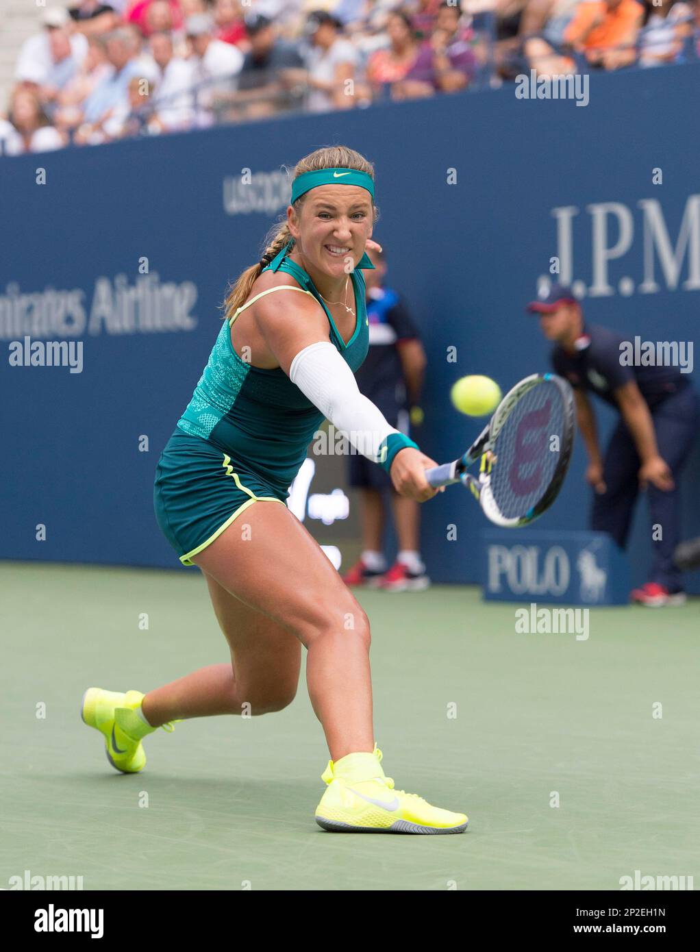 09 September 2015: Viktoria Azarenka (BLR) in action here loses 36, 64 ...