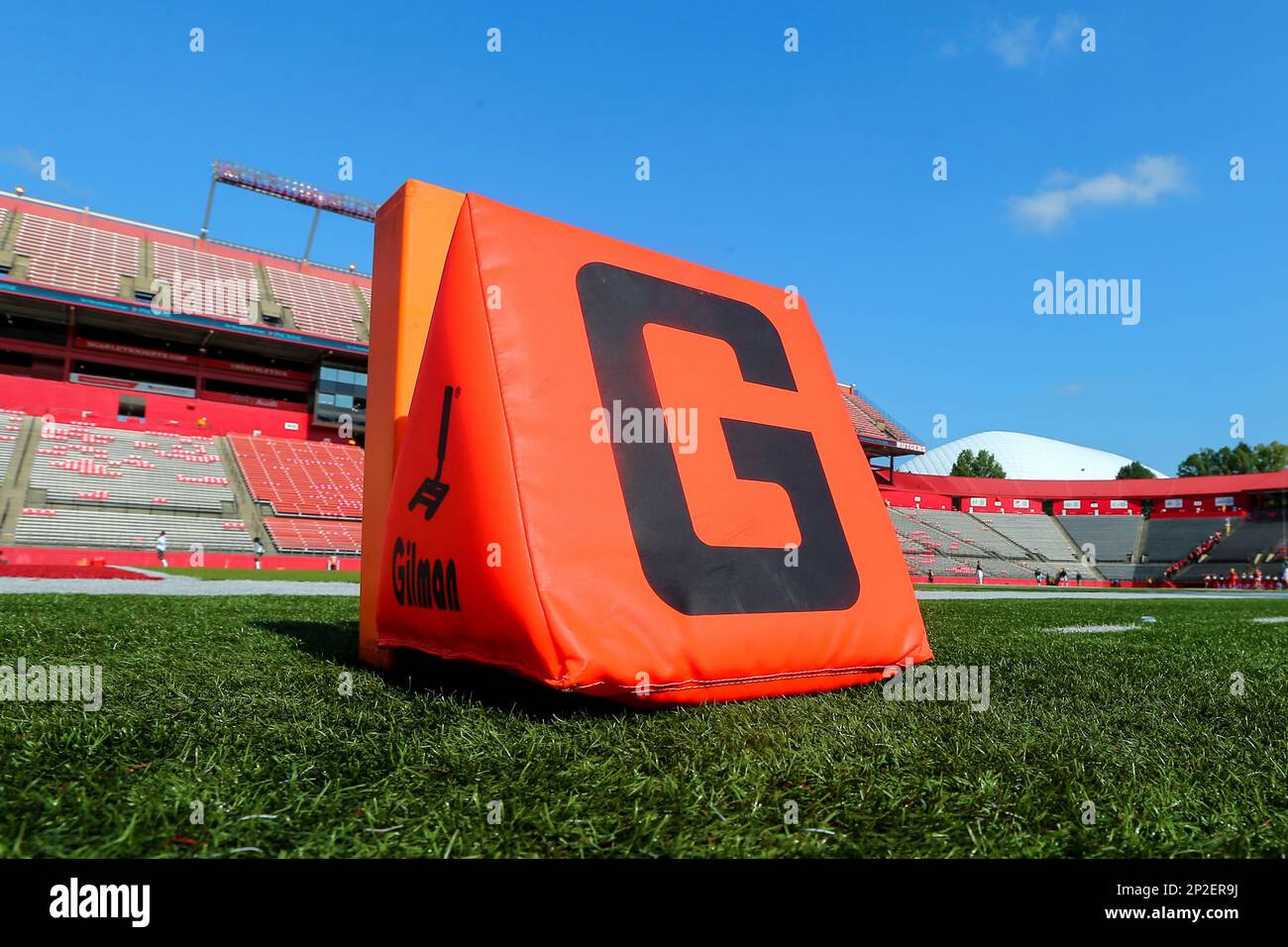 05 SEP 2015: Goal line marker on the field prior to game between the ...