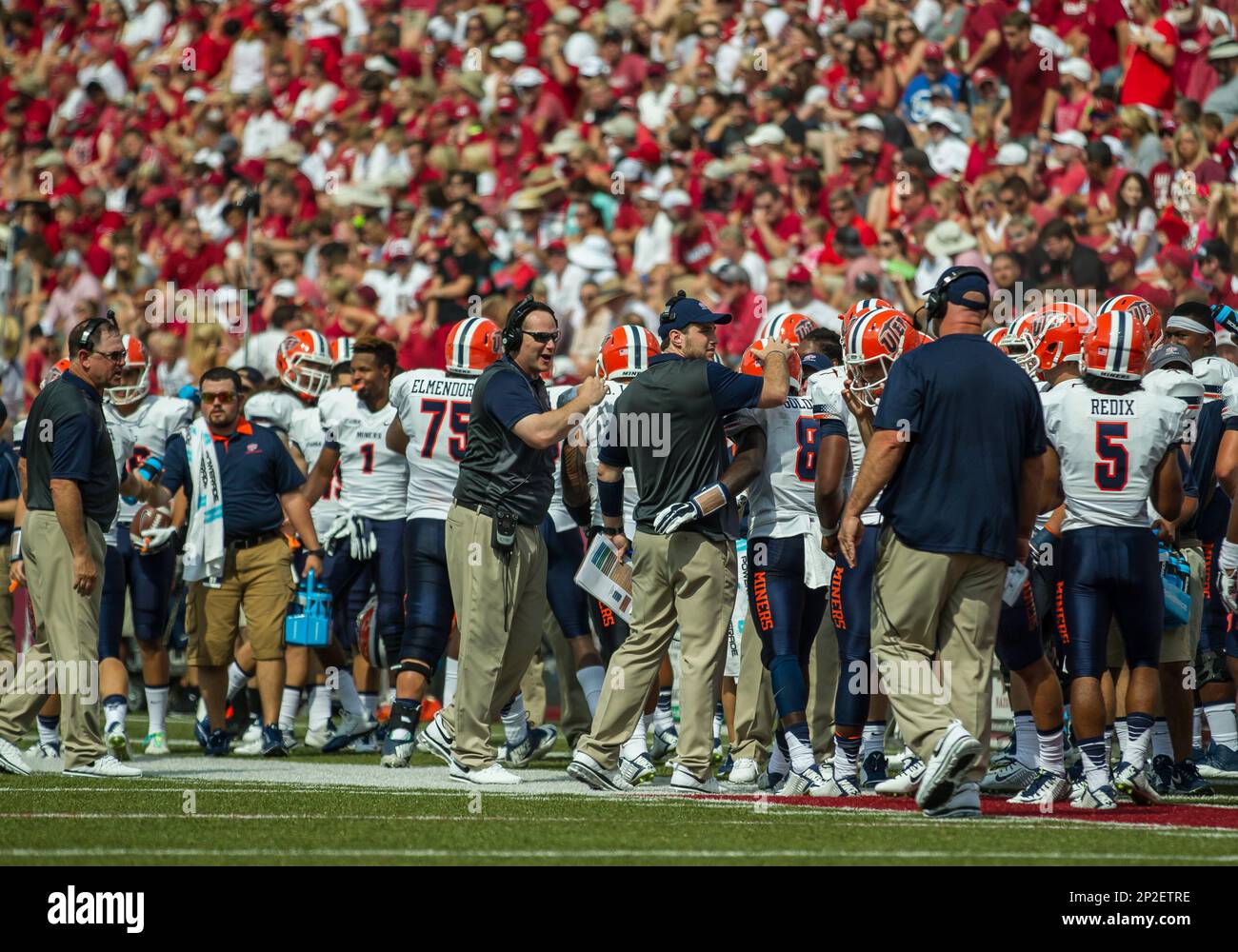 September 5, 2015: UTEP Miners coaches and teammates congratulate ...