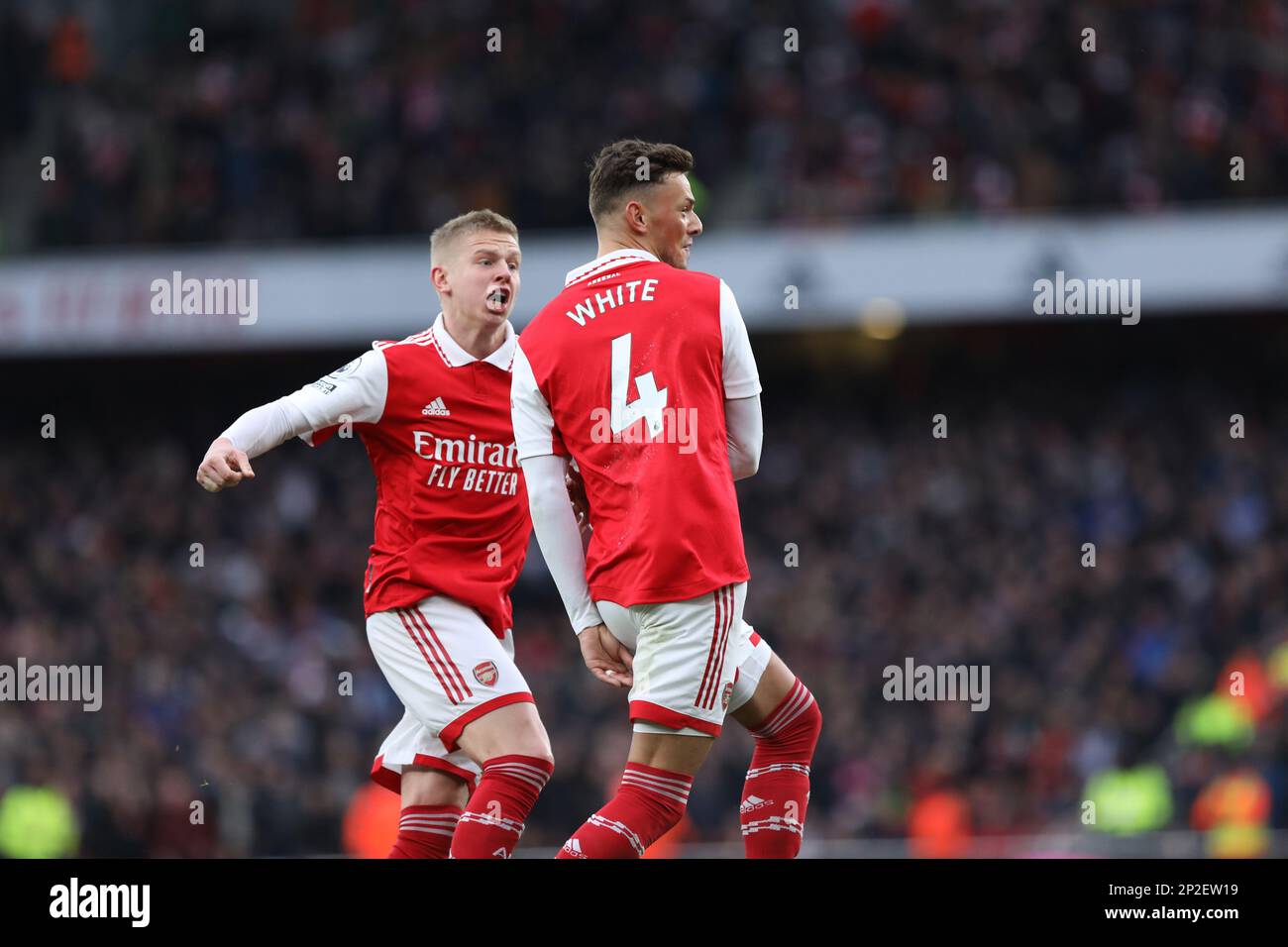 London, UK. 04th Mar, 2023. Ben White of Arsenal celebrates his ...